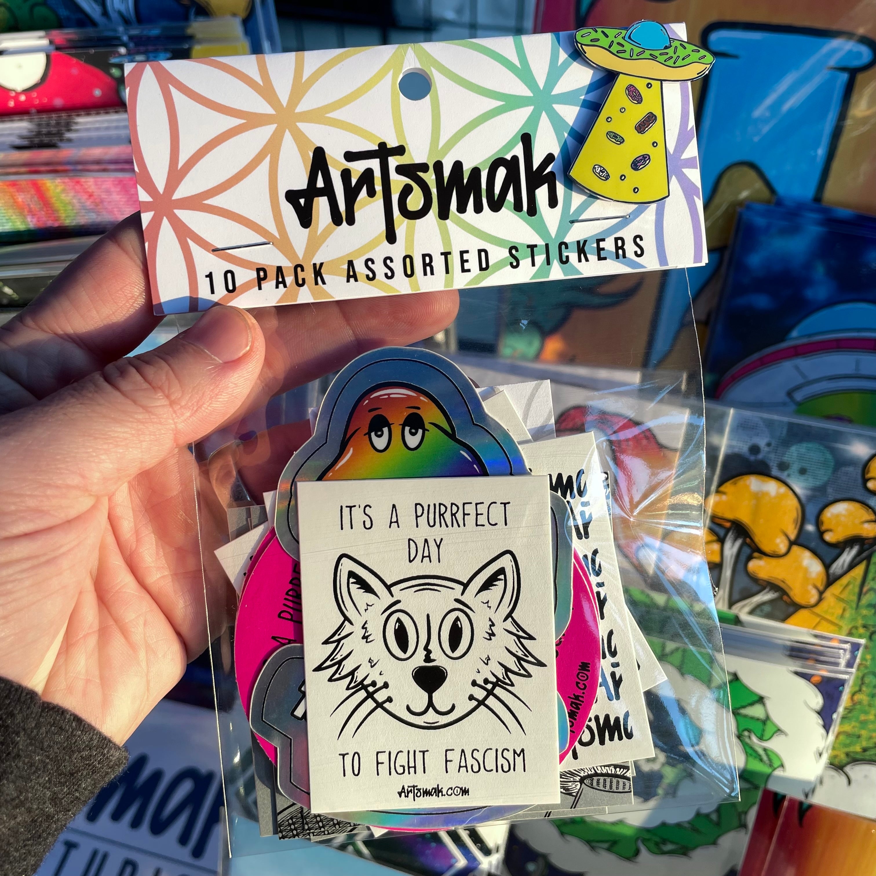 10 Assorted Sticker Pack & Pin – artsmak